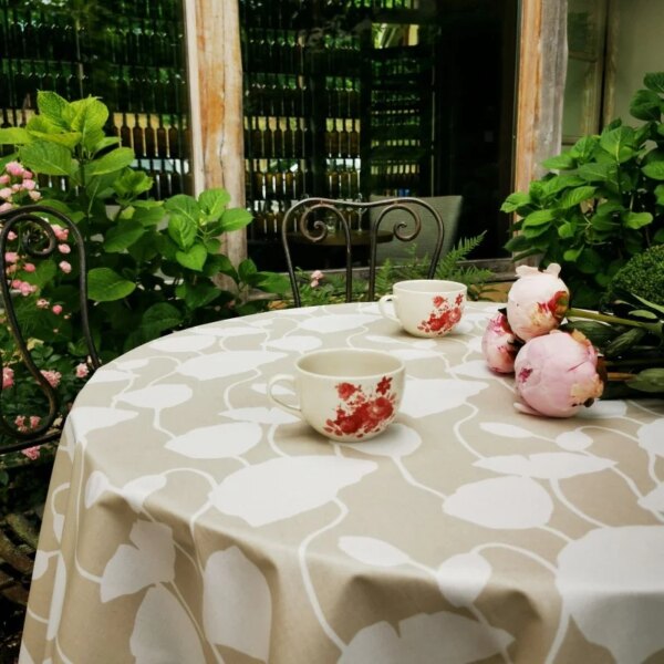 Nappe enduite ronde ou ovale Pavots Beige - Fleur de Soleil - Marques ...
