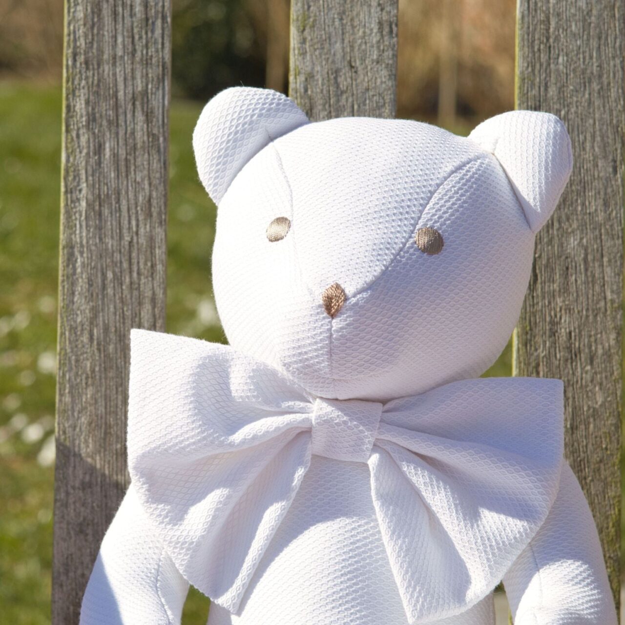Peluche Ours Piqué Blanc - Pamplemousse Peluches - Marques de France