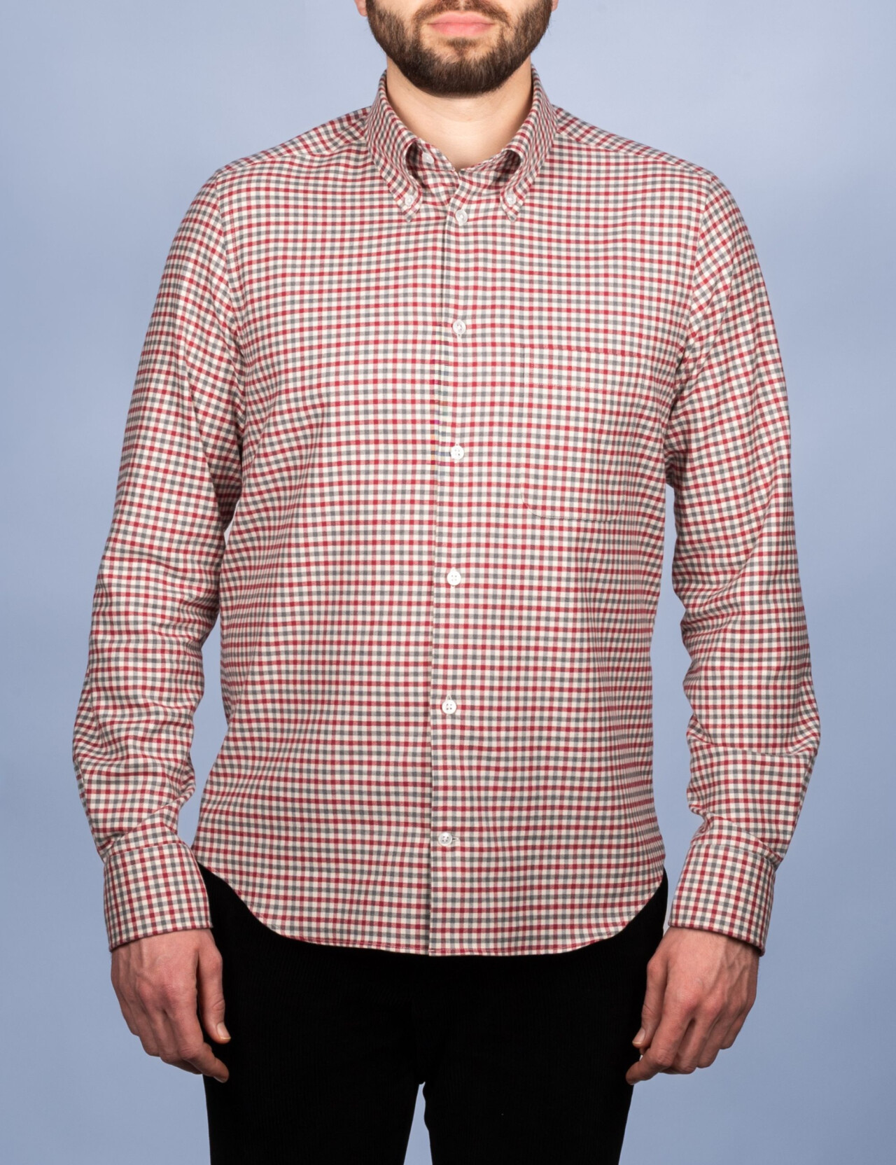 Chemise Flanelle à Carreaux Rouge/Gris - Col Boutonné - La Chemise ...