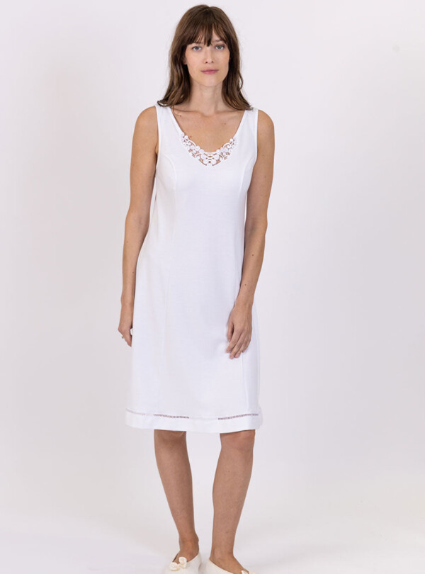 Fond de robe femme en coton blanc - MAISON SOLFIN - Marques de France