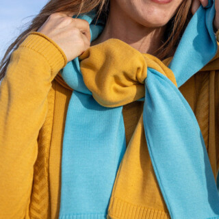 Pull femme maille jersey en coton jaune - MAISON SOLFIN - Marques de France