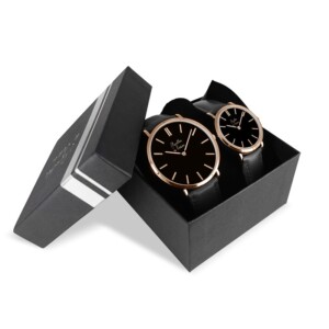 Coffret Montre Véritable Femme et Homme Bracelet Cuir Vert fond ...