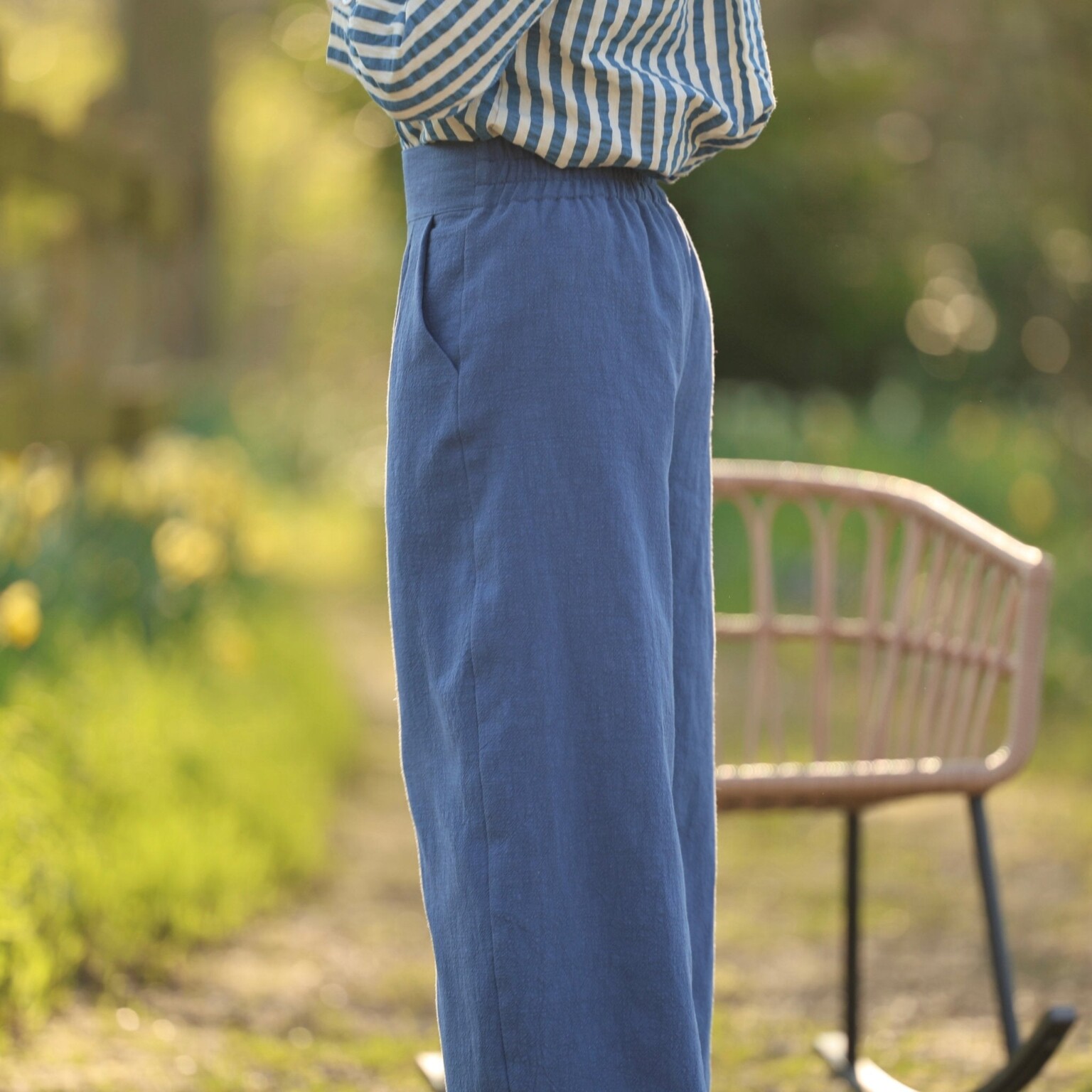 Pantalon Briac - lin stone wash bleu indigo - Quintessence - Marques de ...
